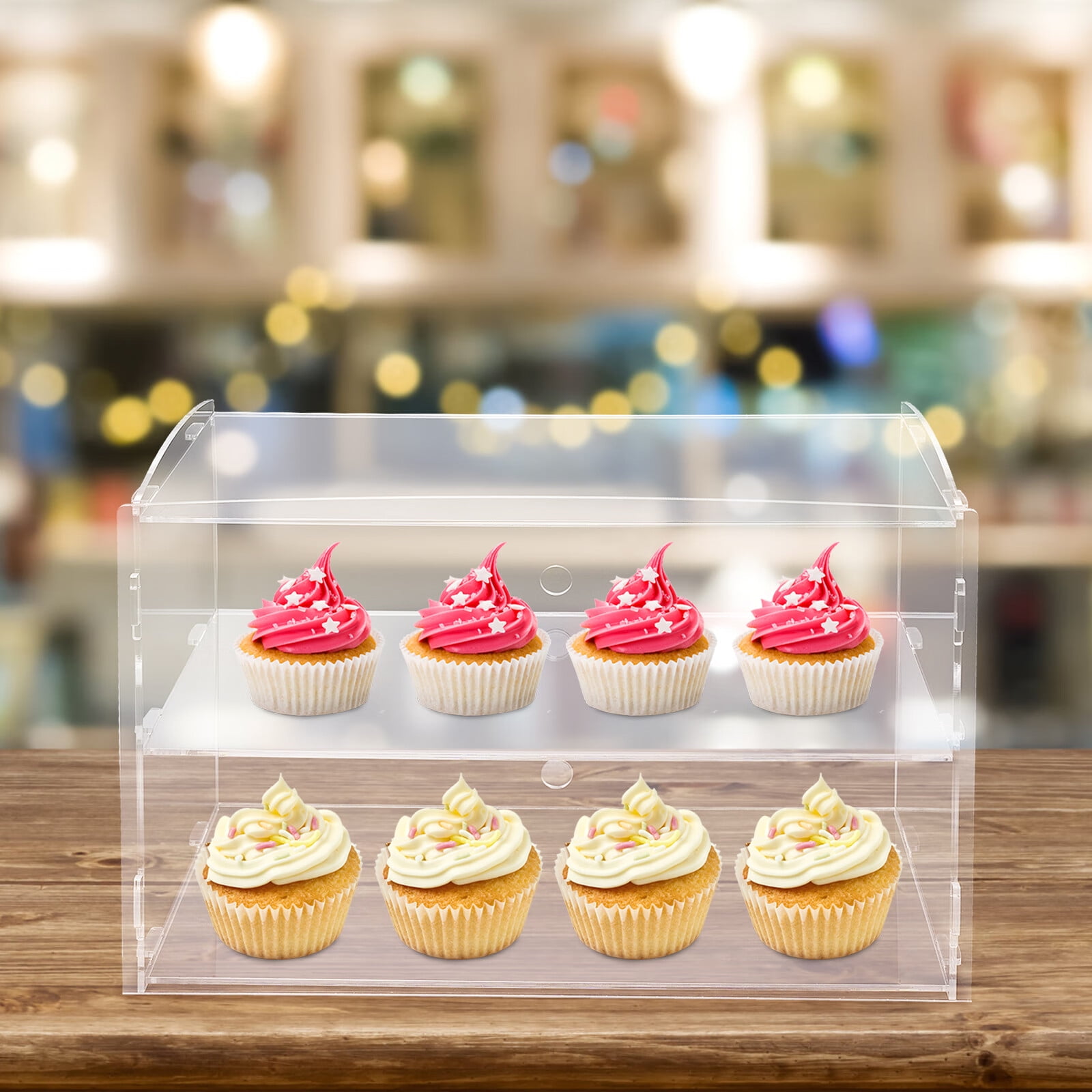 Wuzstar 2 Tier Commercial Countertop Bakery Pastry Display Case Clear ...