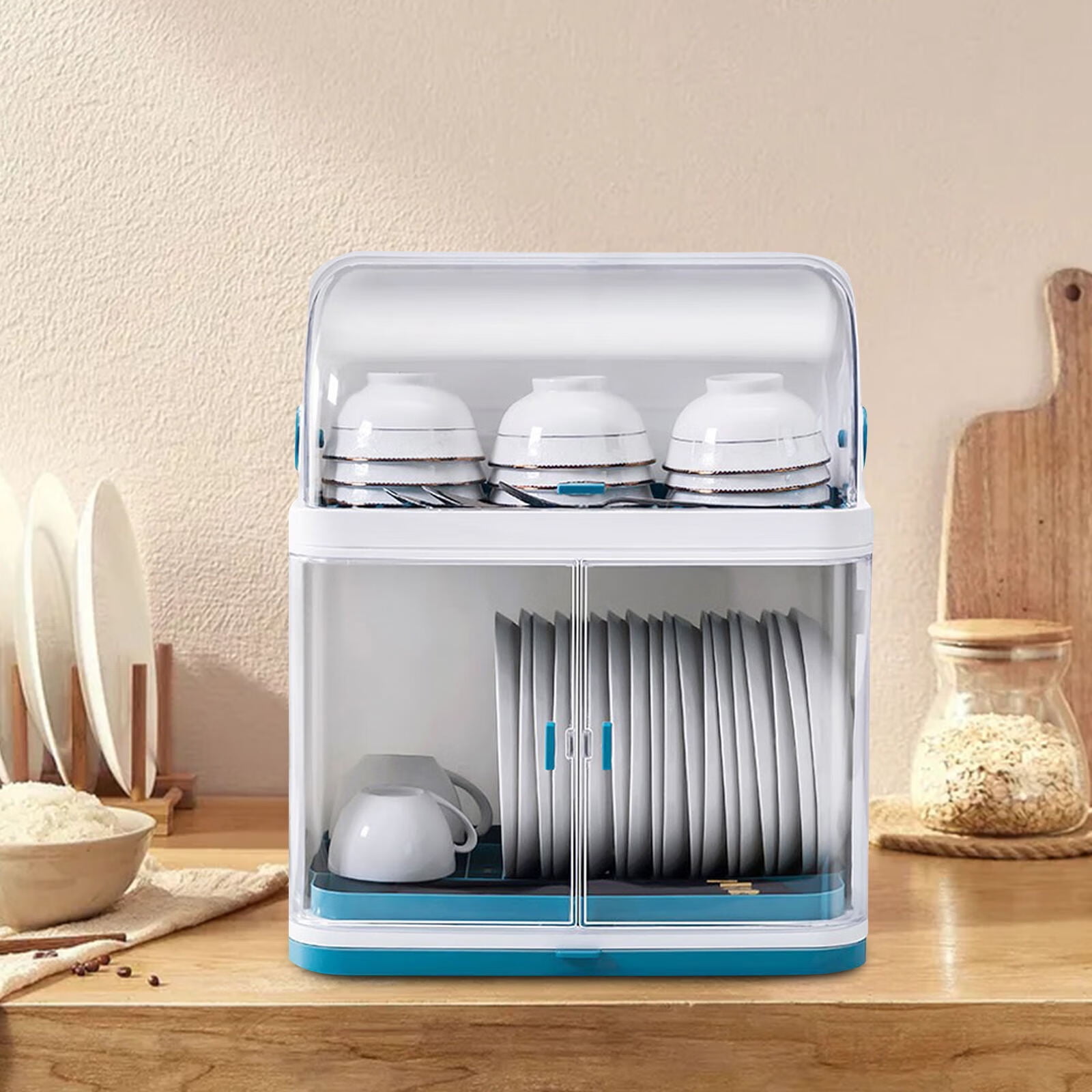 Wuzstar 2-Tier Dish Drying Rack PP+ABS Dish Organizer Cutlery Drainer ...