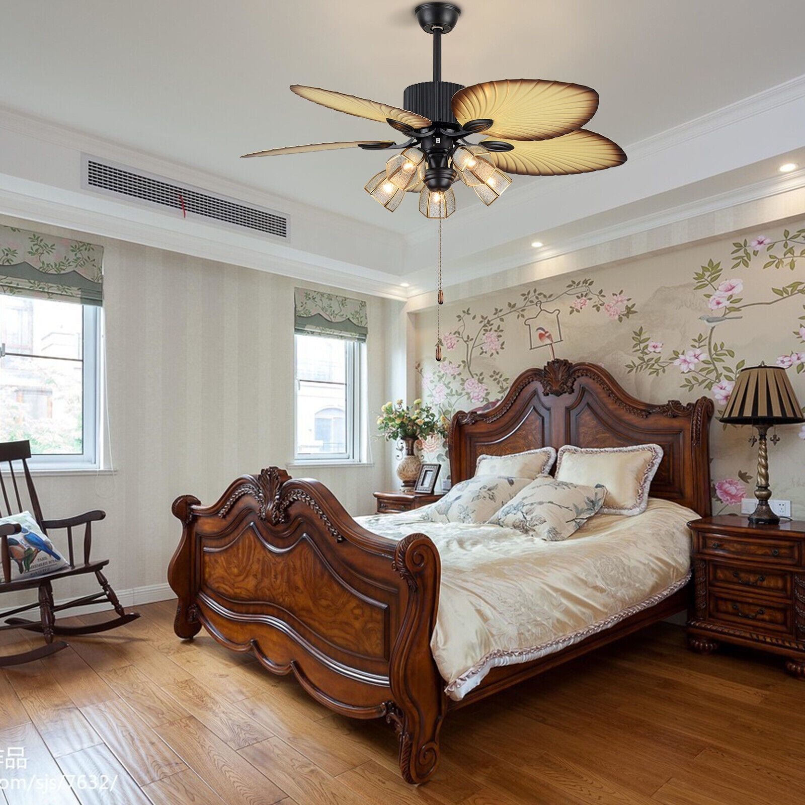 Wuzstar 52" Tropical Ceiling Fan Palm Ceiling Fan with Lights Remote ...