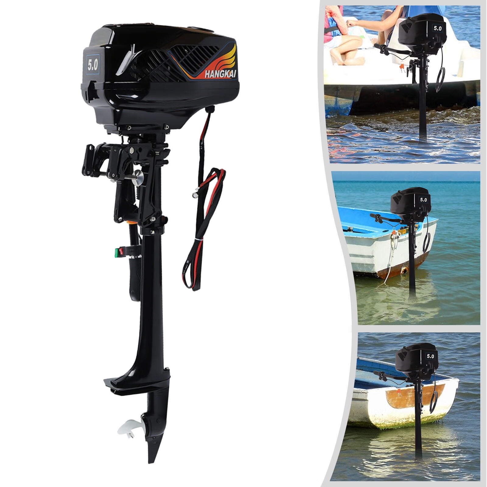 Wuzstar 5HP 48V Electric Outboard Motor, 1200W Fishing Boat Engine with Propeller Mount ...