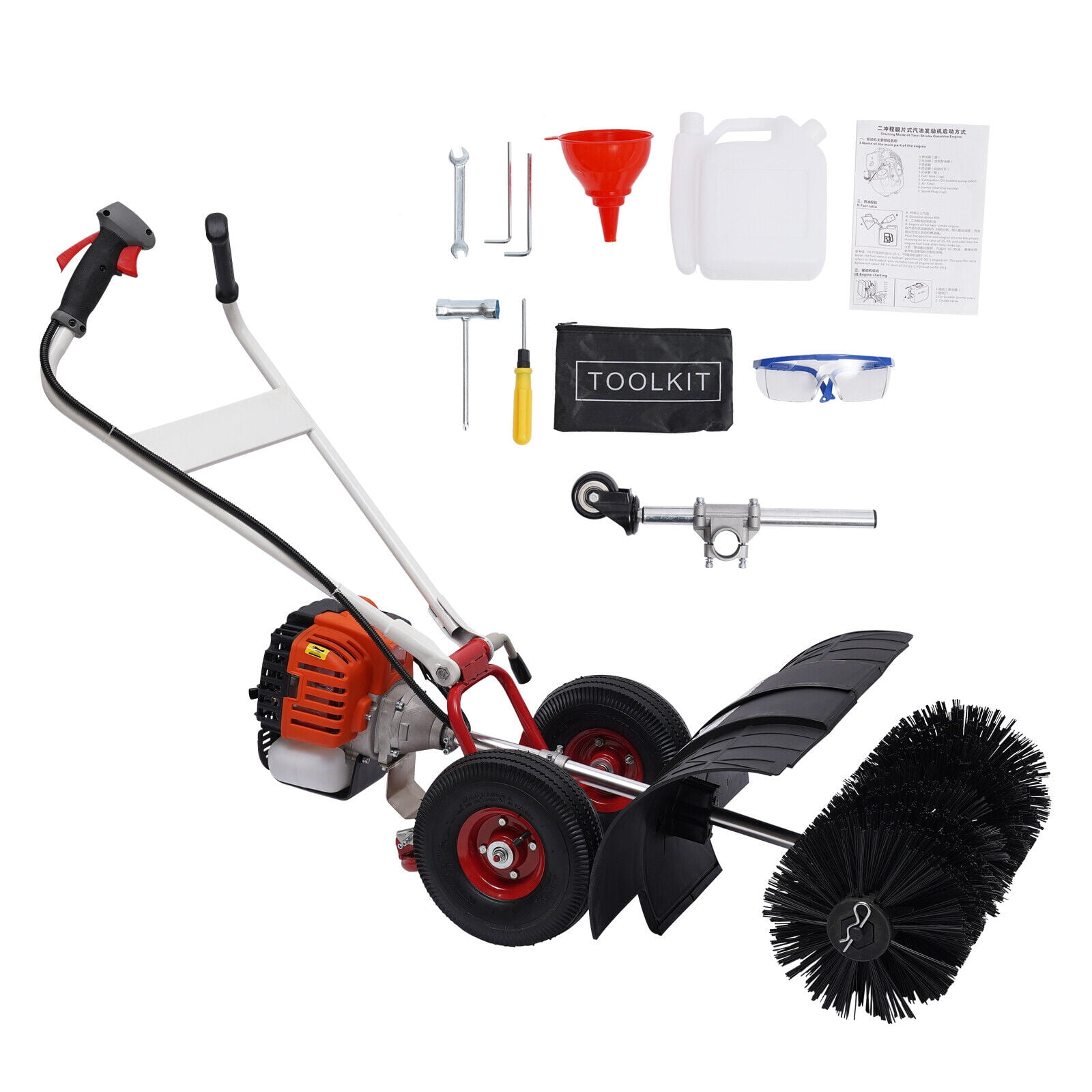 Wuzstar Gas Power Sweeper 52CC 2.5HP Powered Sweeping Broom Snow ...