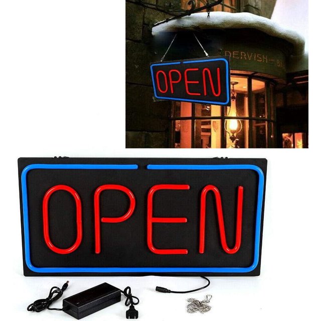Wuzstar LED Neon OPEN Sign Light Wall Hanging Retail Business Sign ...
