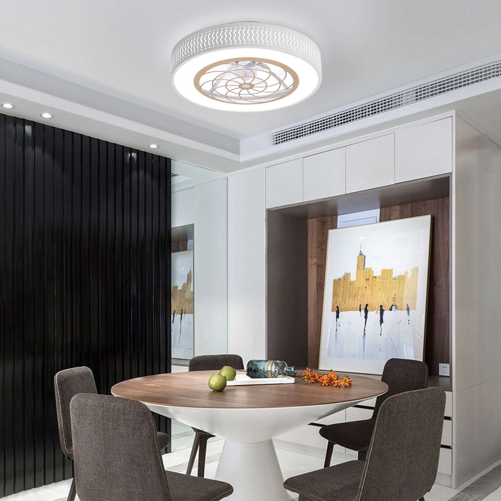 Wuzstar Bladeless Ceiling Fan, 3-Color Adjustable LED Lights, Modern ...