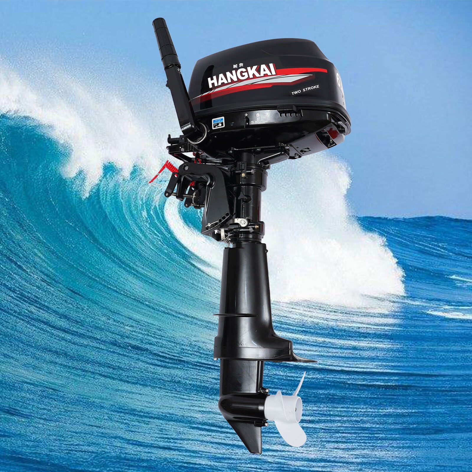Wuzstar 6HP 2-Stroke Outboard Motor, Fishing Boat Engine with Water ...