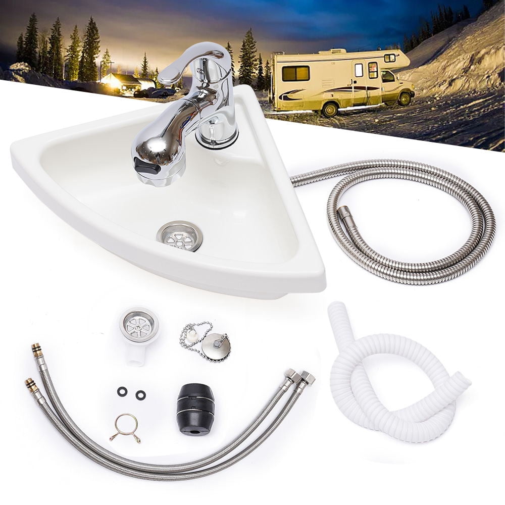 Wuzstar Wall Mount Corner Bathroom Sink, White Acrylic, Triangular ...