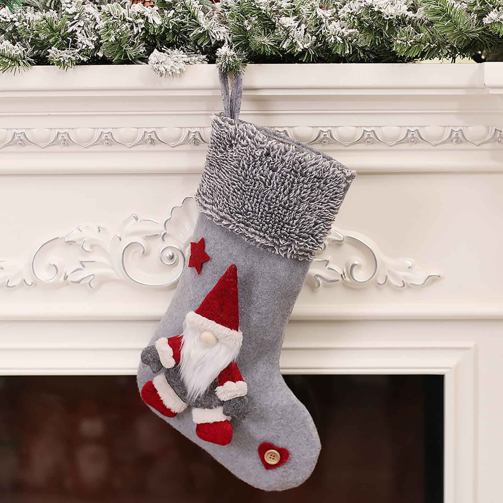Wuztai 3D Faceless Doll Candy Stocking, Large Opening Christmas Sock ...