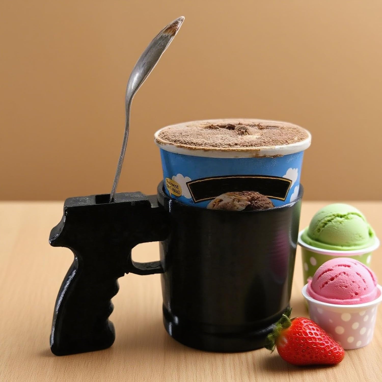 Wuztai 3D Ice Cream Pint Holder with Built-in Spoon Slot, Premium ...