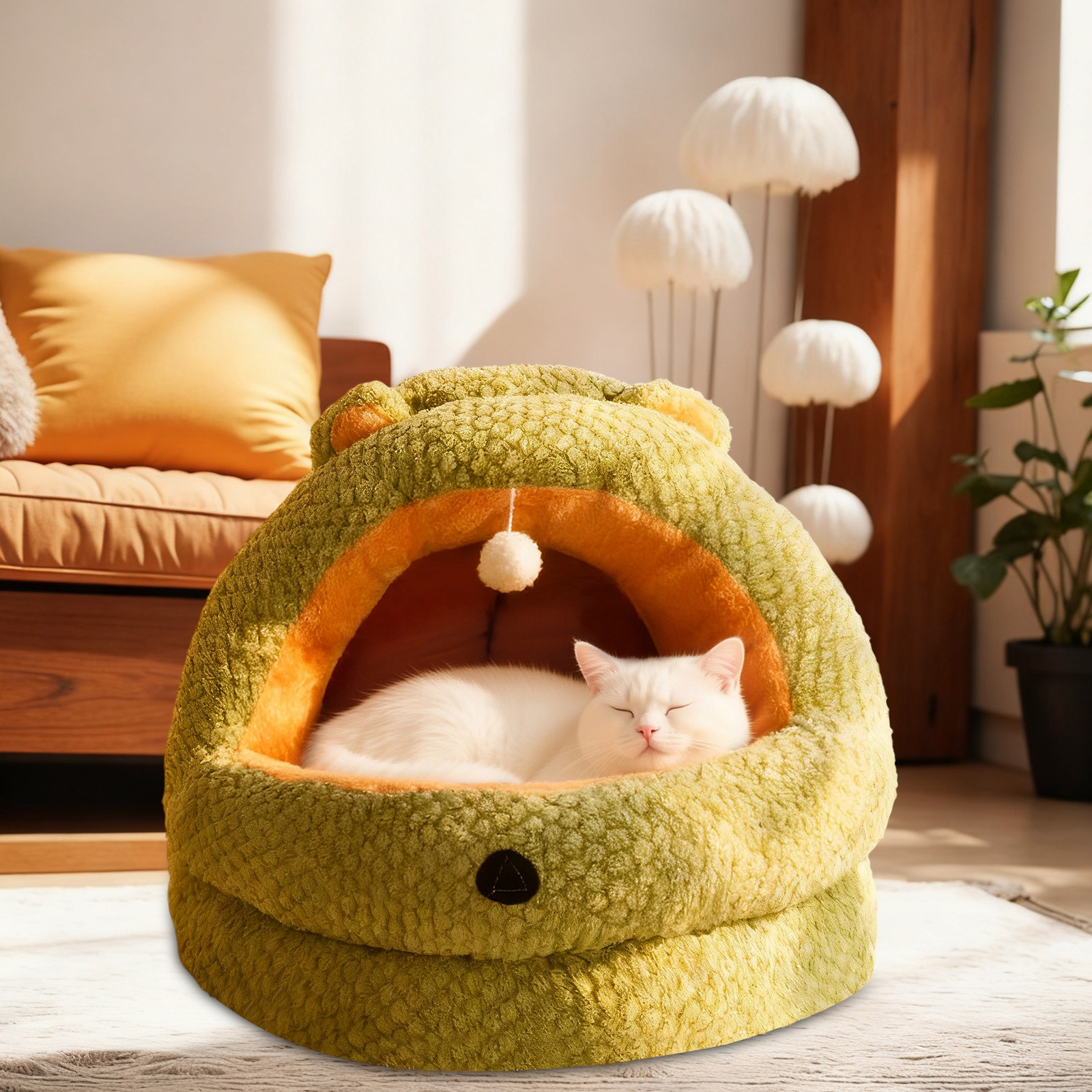 Wuztai All Season Dog Kennel Bed, Semi Enclosed Warm Sleeping House for ...