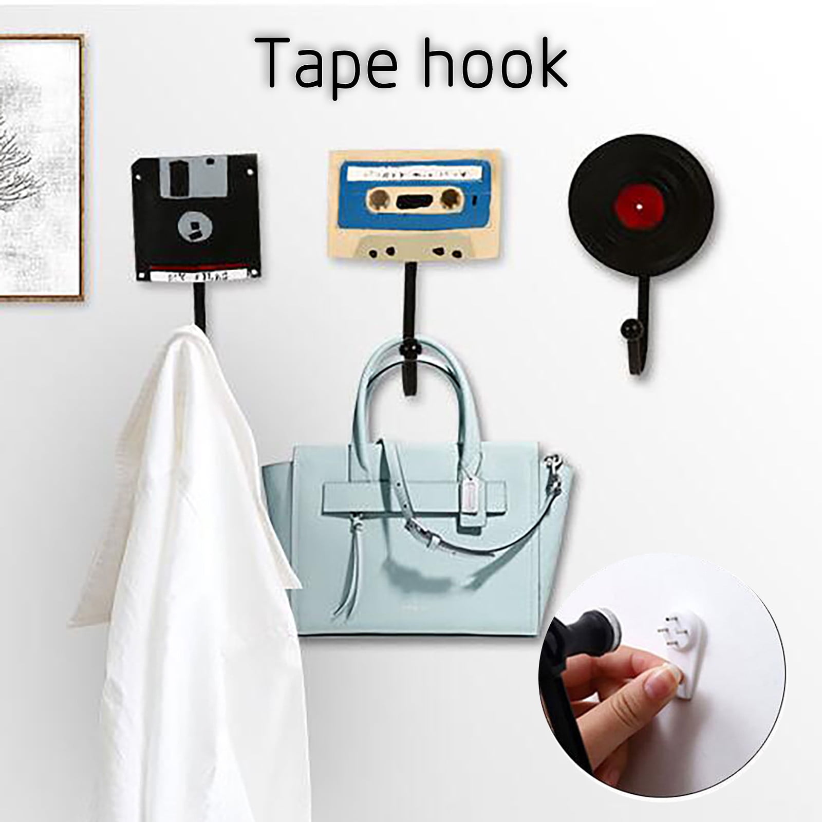 Wuztai Command Hooks (Multicolor), Wreath Door Hanger Tape Disk Music ...