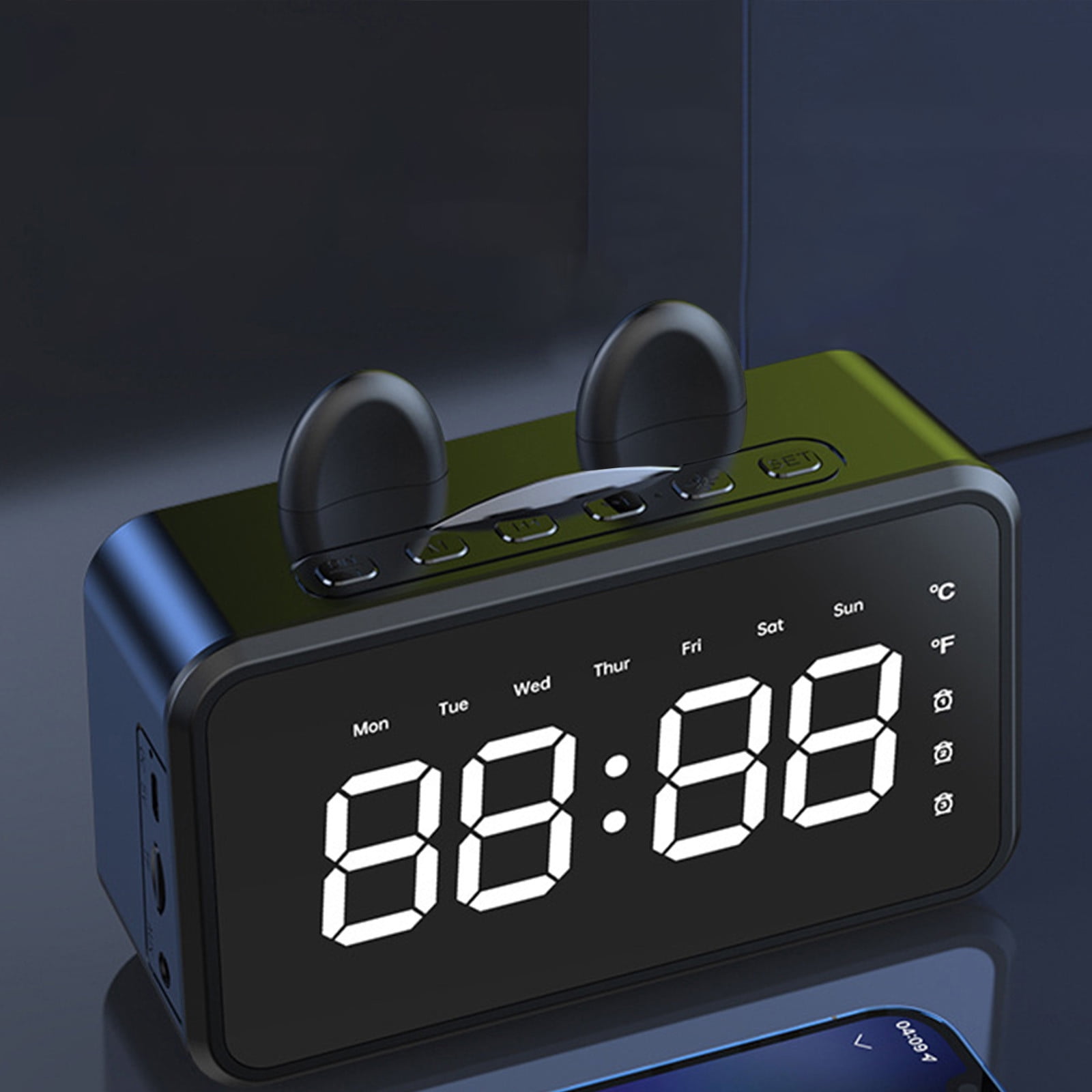 Wuztai Digital Alarm Clock, Portable Speaker With Digital Clock ...