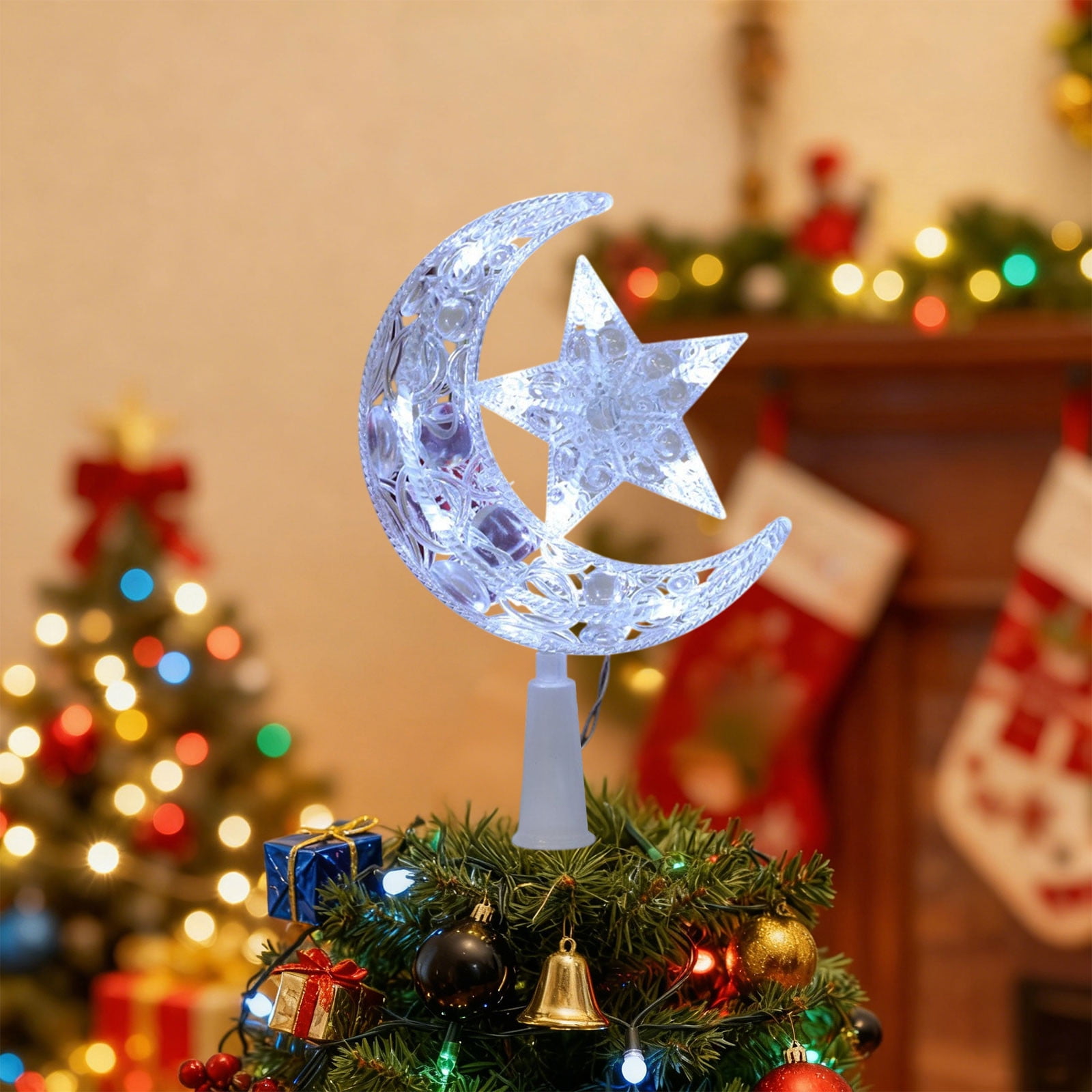 Wuztai Glowing Moon Pentagram Tree Topper, Plastic with Multi-Color ...