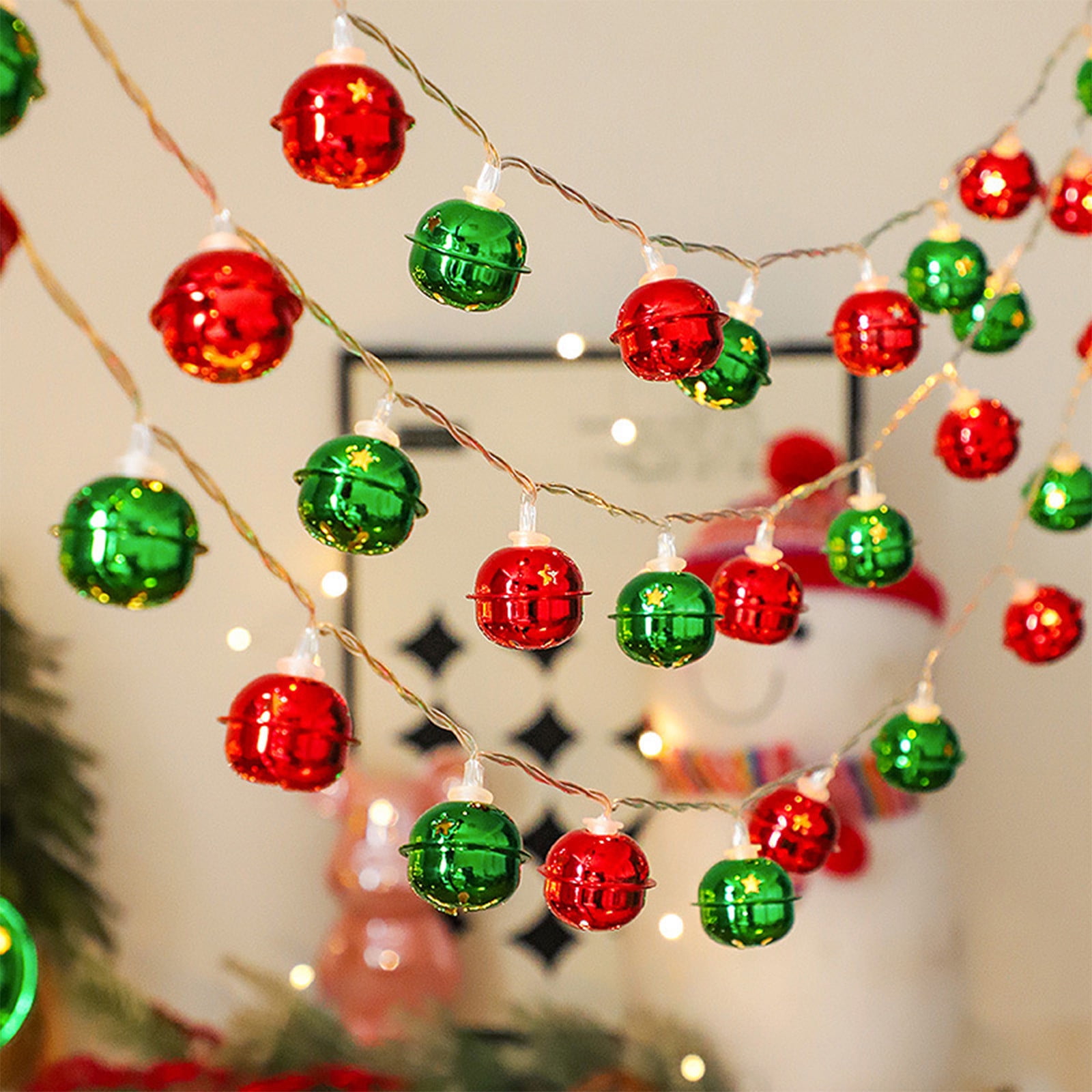 Wuztai LED Snowflake Bells Light String, 600cm Flashing Lights for ...