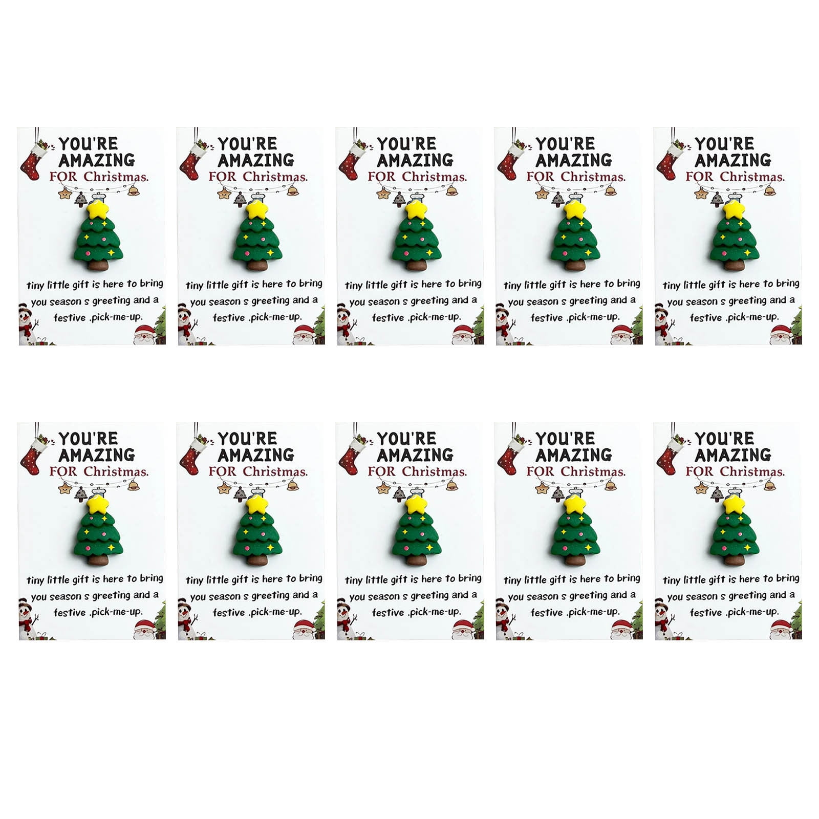 Wuztai Miniature Christmas Cards 10 Pieces Set, Pocket Sized Holiday ...