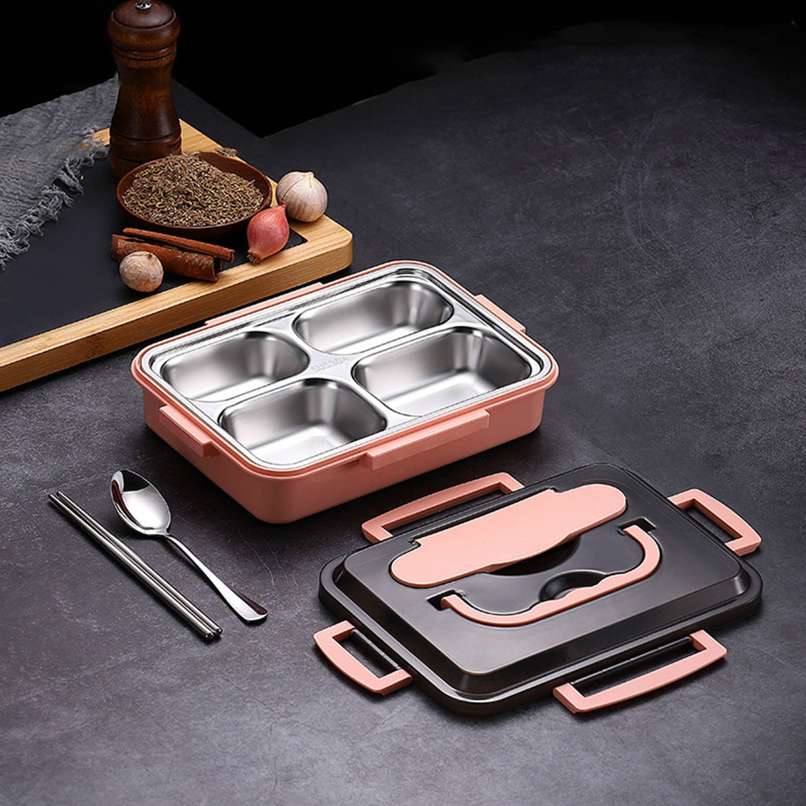 Wuztai Stainless Steel Bento Box (Pink), Lunch Box 800ML Plastic Lunch ...