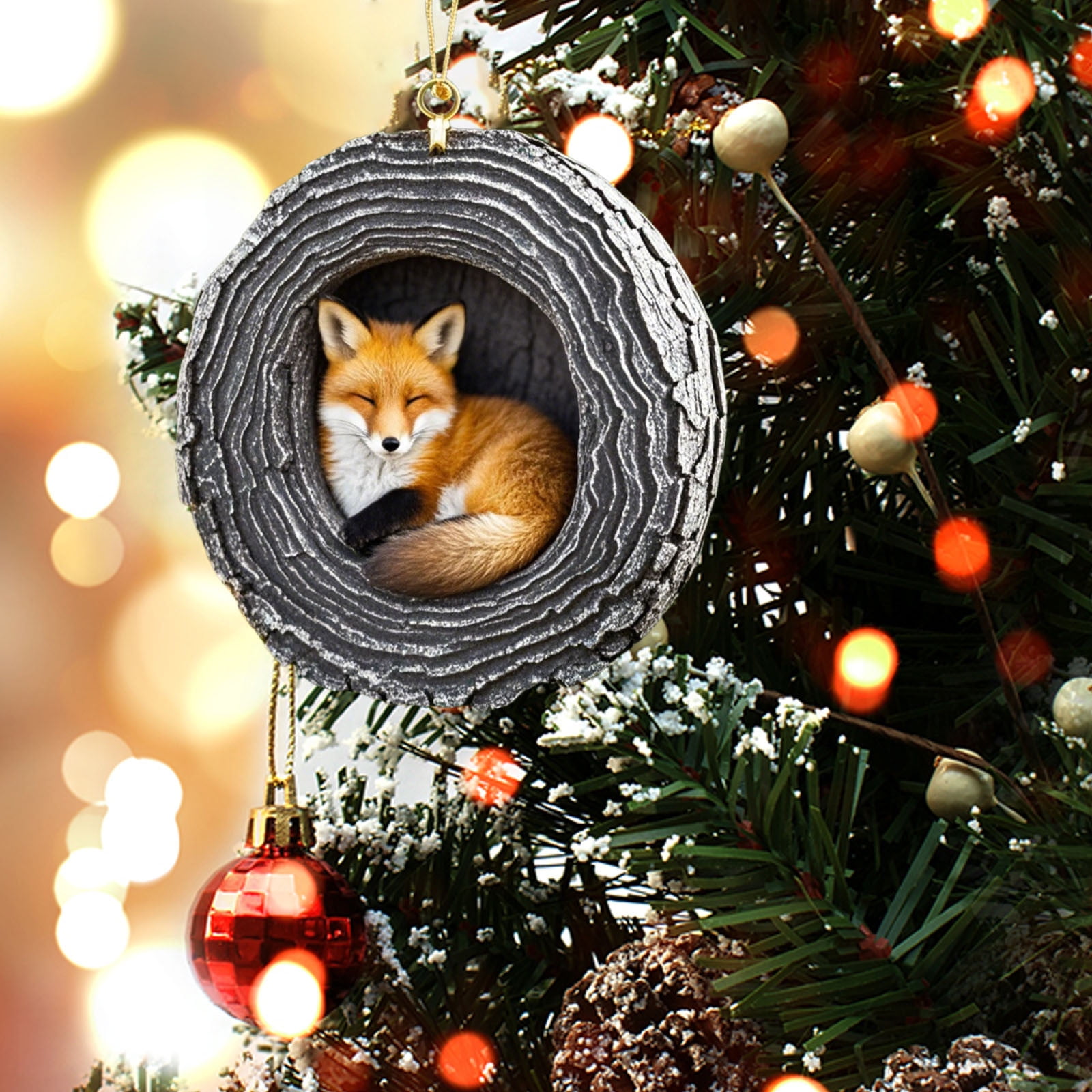 Wuztai Woodland Animals Christmas Baubles, Acrylic Forest Creature Tree ...