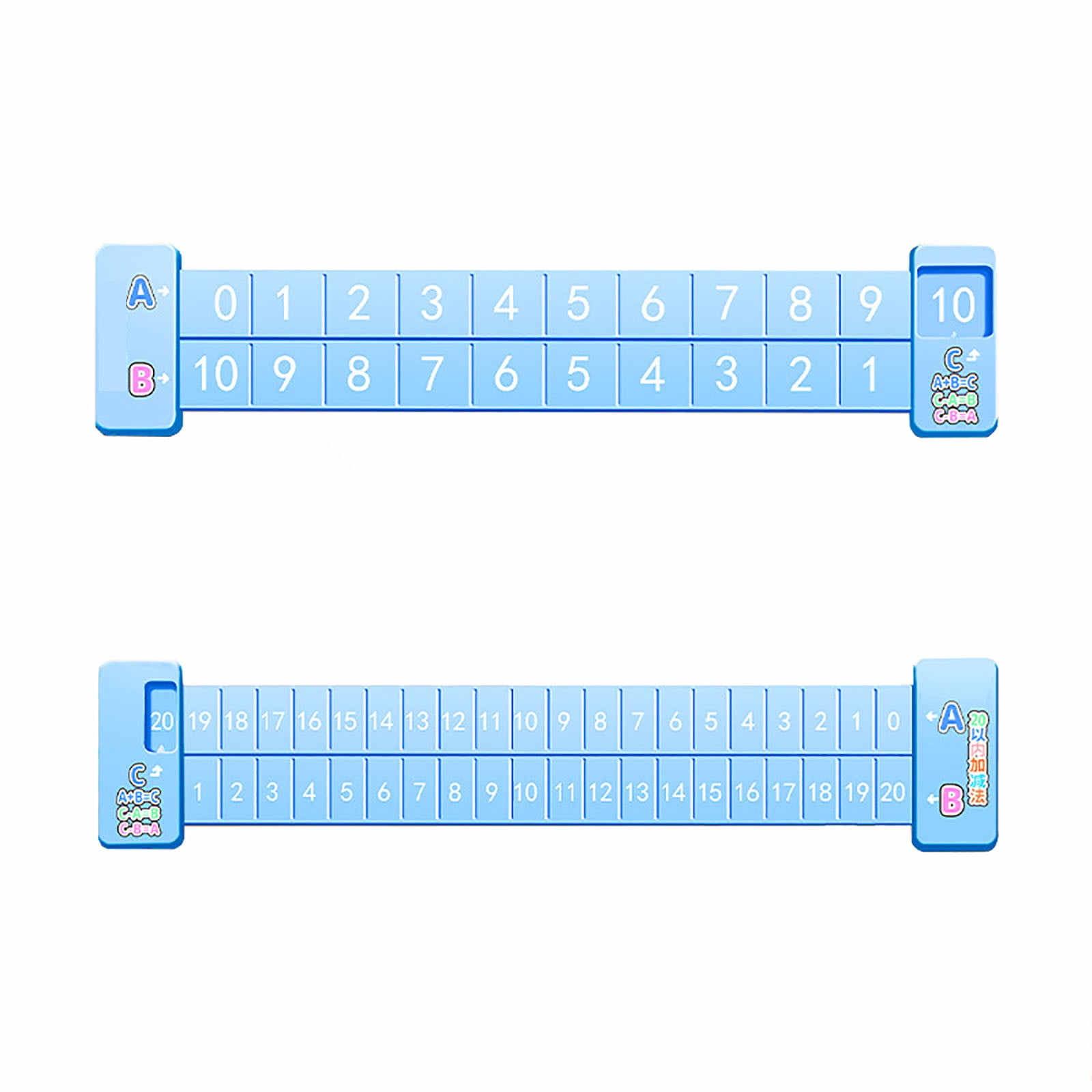 WuztaiKids Math Ruler with Slide Scale 0-20, Blue and White Visual Aid ...