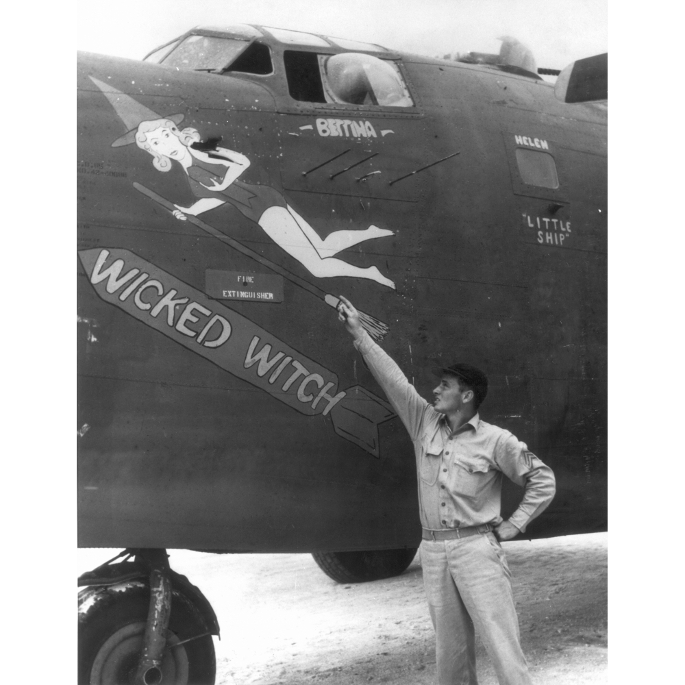 Ww2 U.S. Airplane 1943. Nu.S. Marine Corps Airplane Pilot Points To The ...