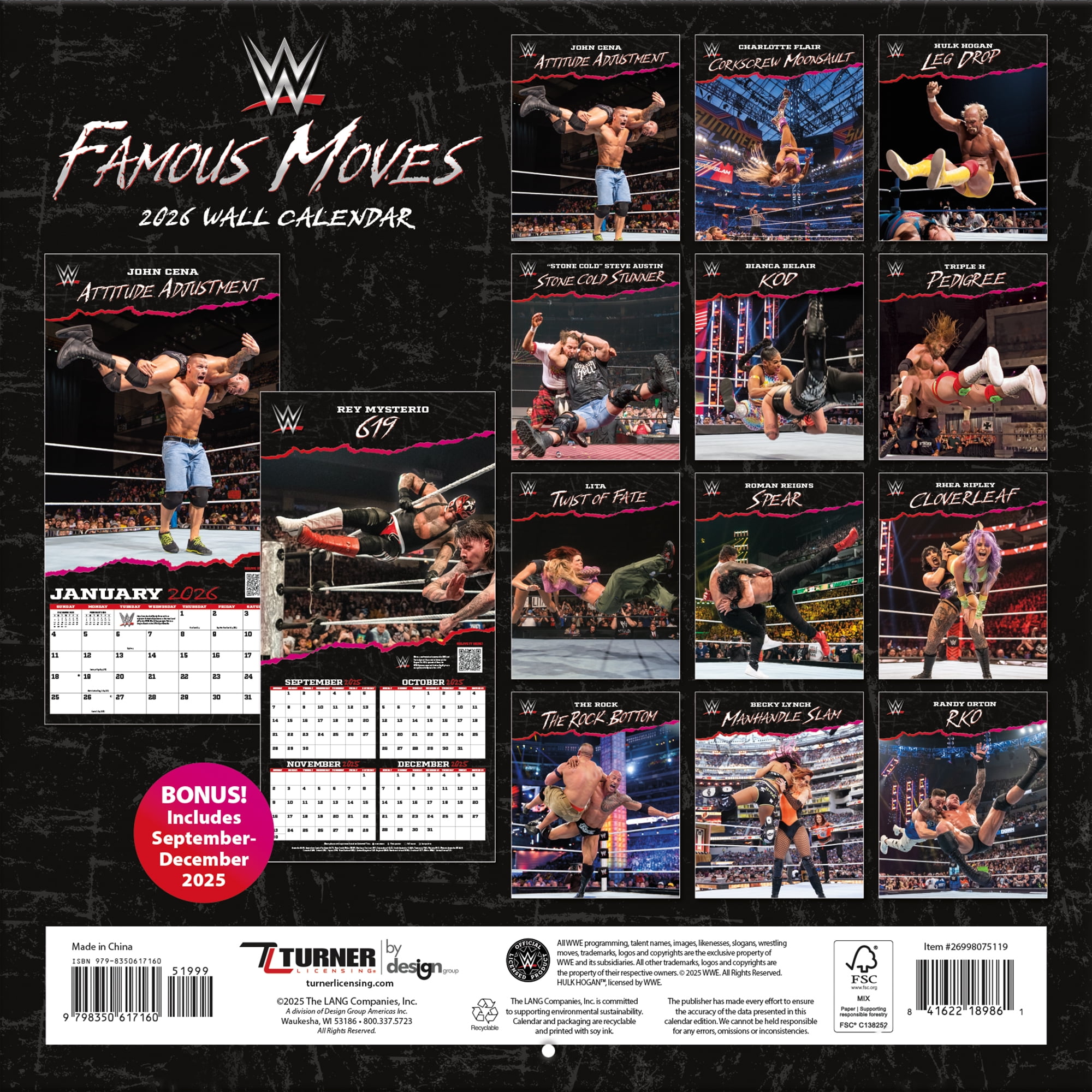 WWE Famous Moves 16-Month 2026 Wall Calendar - Walmart.com
