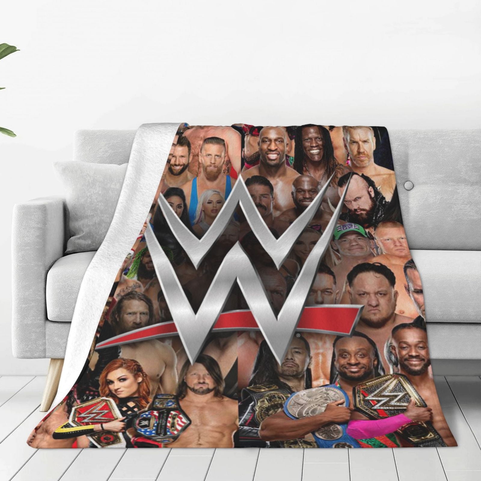 Wwe Fleece Blanket Super Soft Cozy Throw Blanket 80"X60", Lightweight ...