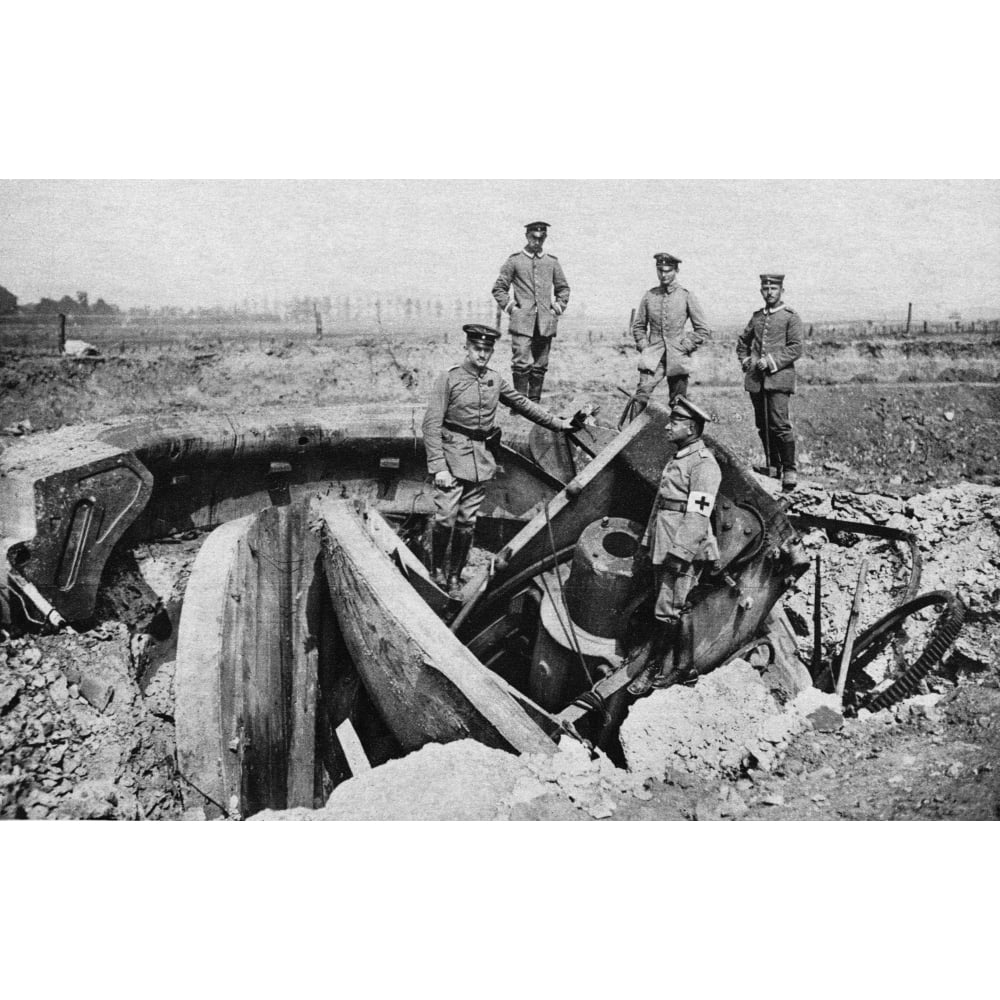Wwi Belgium C1914. Ngerman Officers Examining The Ruins Of A Belgian ...