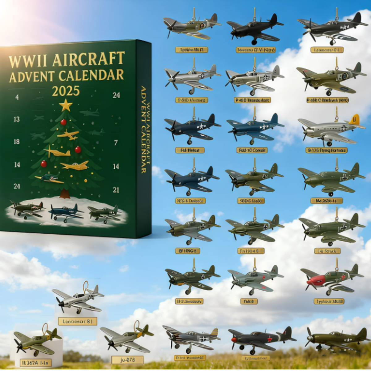 Wwii Aircraft Advent Calendar 2025，24 Mini Warbirds To Unbox,24 Days ...