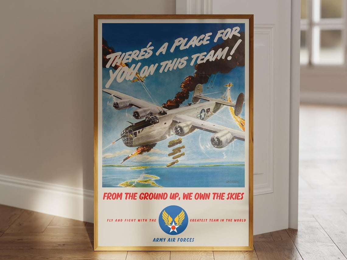 Wwii Army Air Forces Poster Vintage Military Aviation Art, Aircraft ...