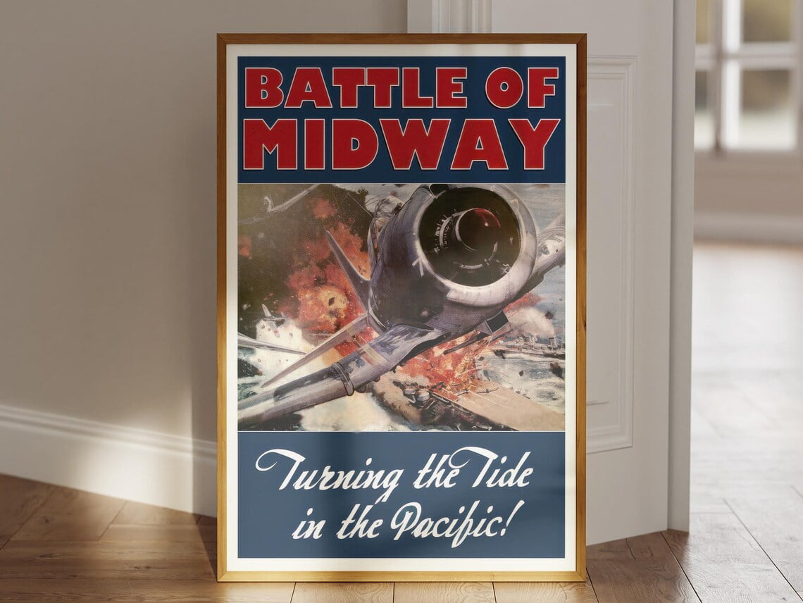Wwii Battle Of Midway Poster - 1942 Pacific War Naval History Art ...