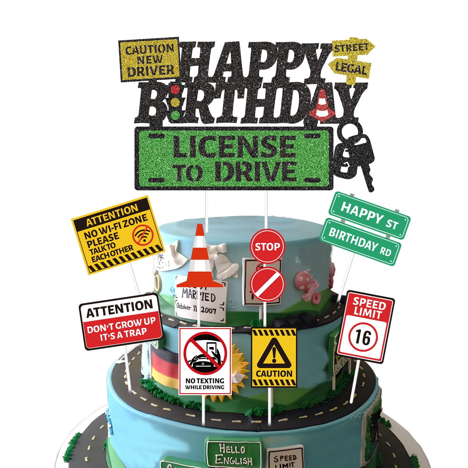 Wxiben Driver License PresNok Birthday Cake Toppers Decorations, 16th ...
