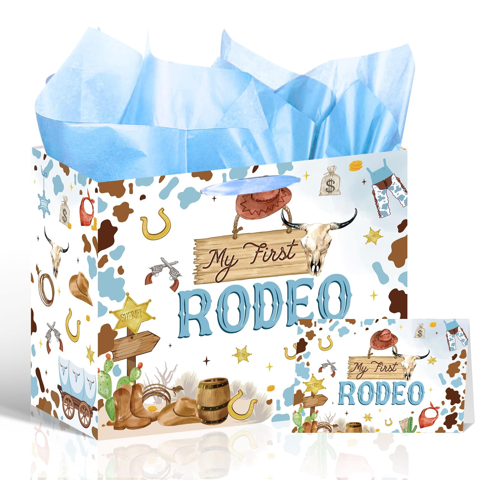Wxiben My First Rodeo Decorations Boy - Cowboy Theme Gift Bag for ...