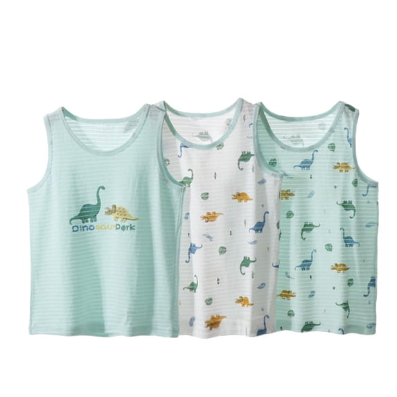 Wxolcjlv Boys Summer Cartoon Dinosaur Print Tank Top Casual Active ...