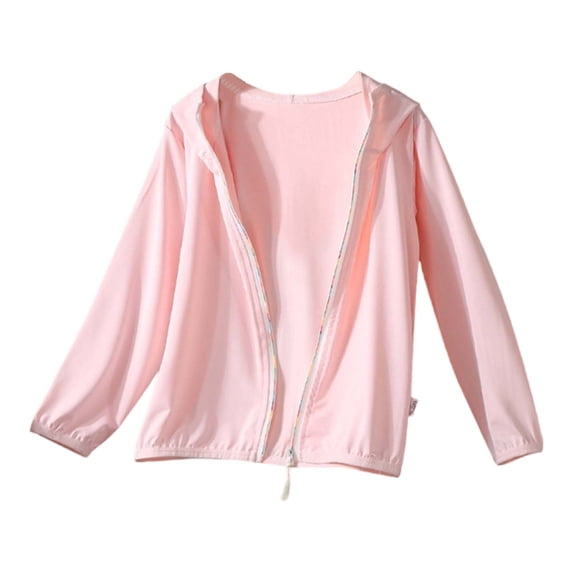 Wxolcjlv Girls Beach Solid Rash Guard Casual Hooded Zip-Up Long Sleeve ...