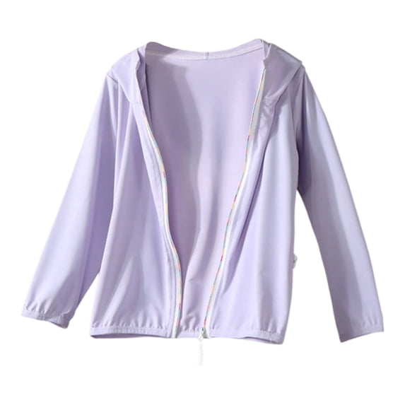 Wxolcjlv Girls Beach Solid Rash Guard Casual Hooded Zip-Up Long Sleeve ...