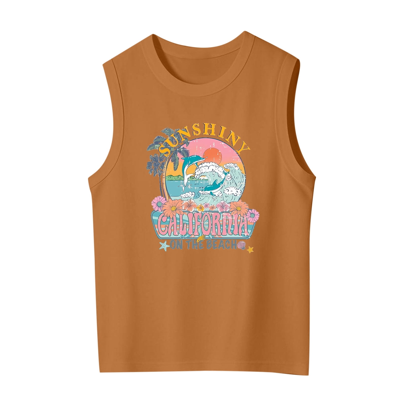 Wxolcjlv Girls Summer Graphic Tank Top Casual Beach Quick Dry Crew Neck ...