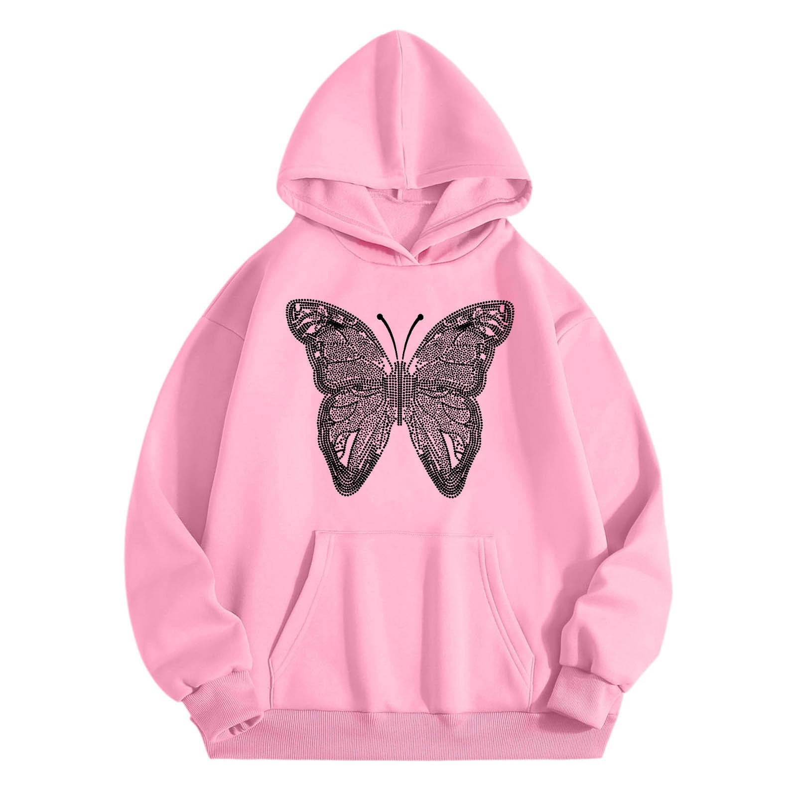 Wxolcjlv Hoodies For Toddler Girls Stylish Butterfly Print Hooded ...
