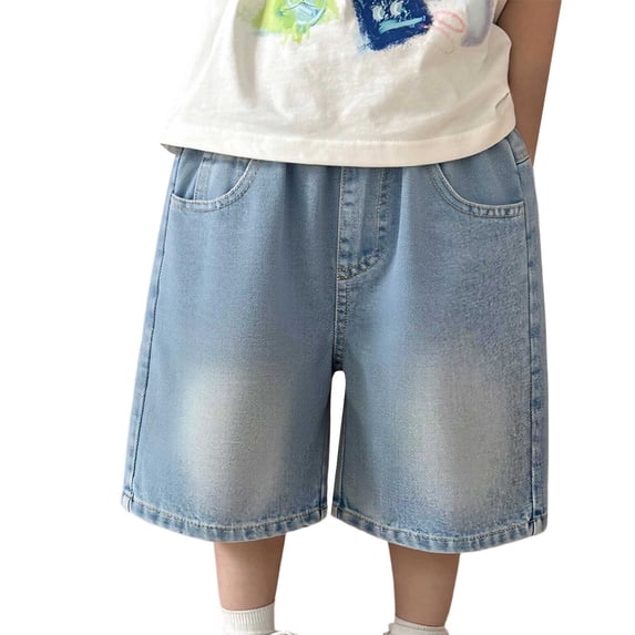 Wxolcjlv Little Boys Summer Denim Shorts Elastic Waist Soft Straight ...