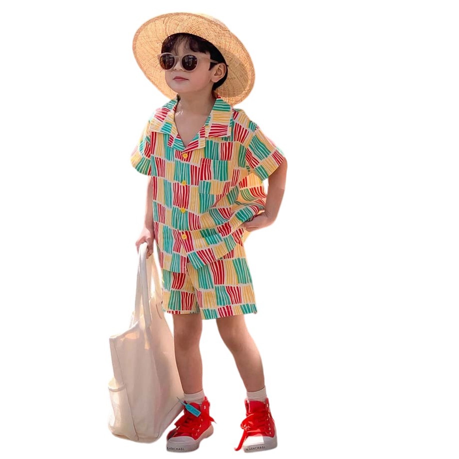 Wxolcjlv Summer Boys And Girls Pair Of Colorful Contrasting Vertical ...