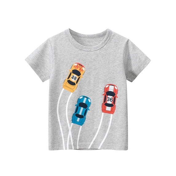 Wxolcjlv Toddler Boys Summer Racing Car Print Tee Casual Lightweight ...