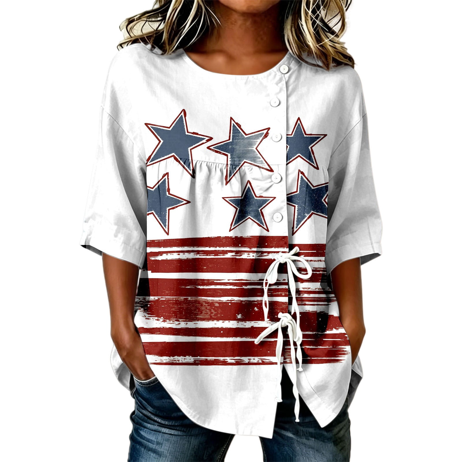 Wxolcjlv Women's USA 250th Anniversary Shirt Short Sleeve Patriotic ...