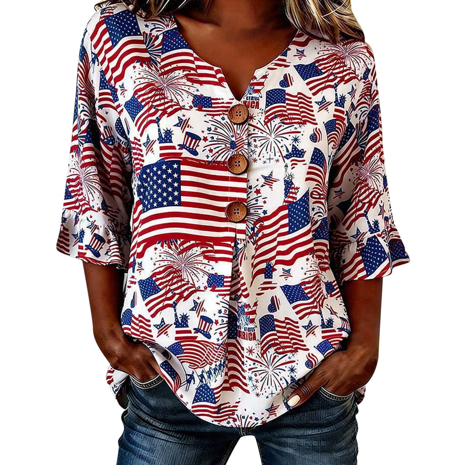 Wxolcjlv Women's USA 250th Anniversary T-Shirt Short Sleeve Patriotic ...