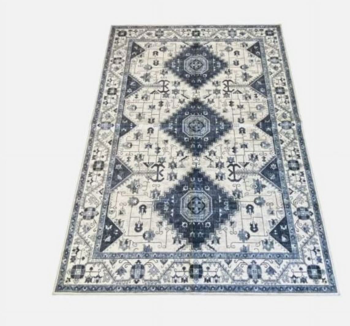 Wyatt & Ash 5'3" x 7'5" Machine Washable Area Rug, Blue - Walmart.com