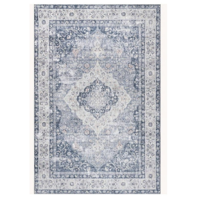 Wyatt & Ash Machine Washable Area Rug, Navy 5'3" x 7'5" - Walmart.com