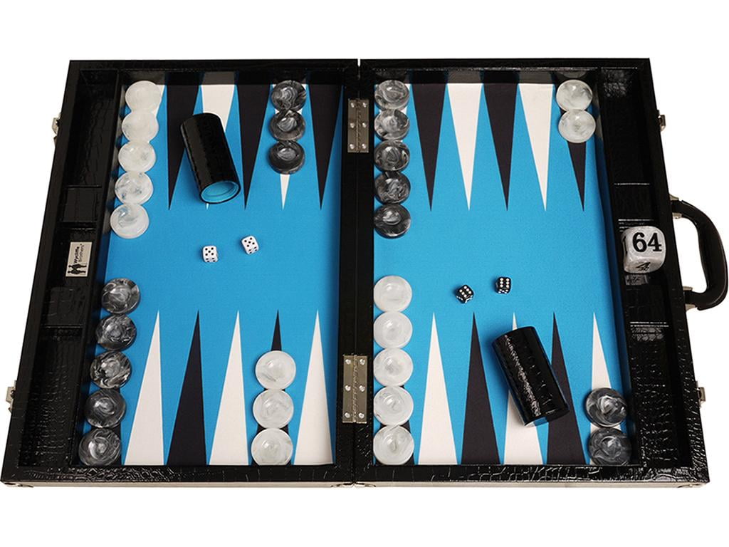 Wycliffe Brothers 21-inch Tournament Backgammon Set, Black Croco Case ...