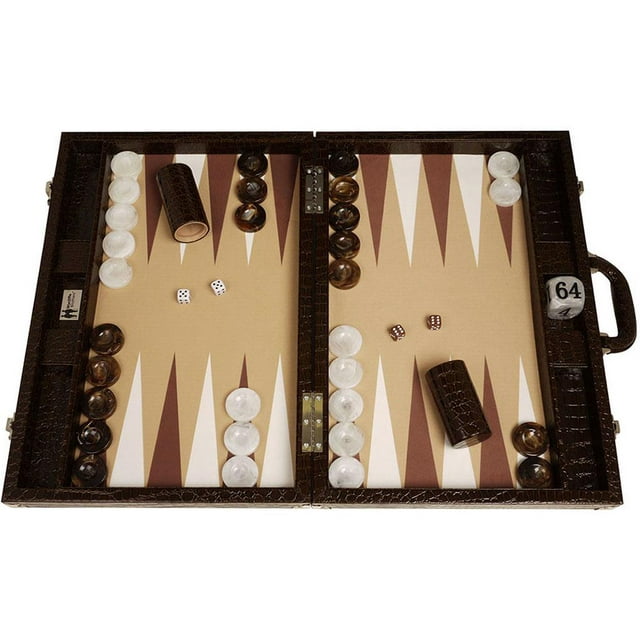 Wycliffe Brothers 21-inch Tournament Backgammon Set - Brown Croco Case ...