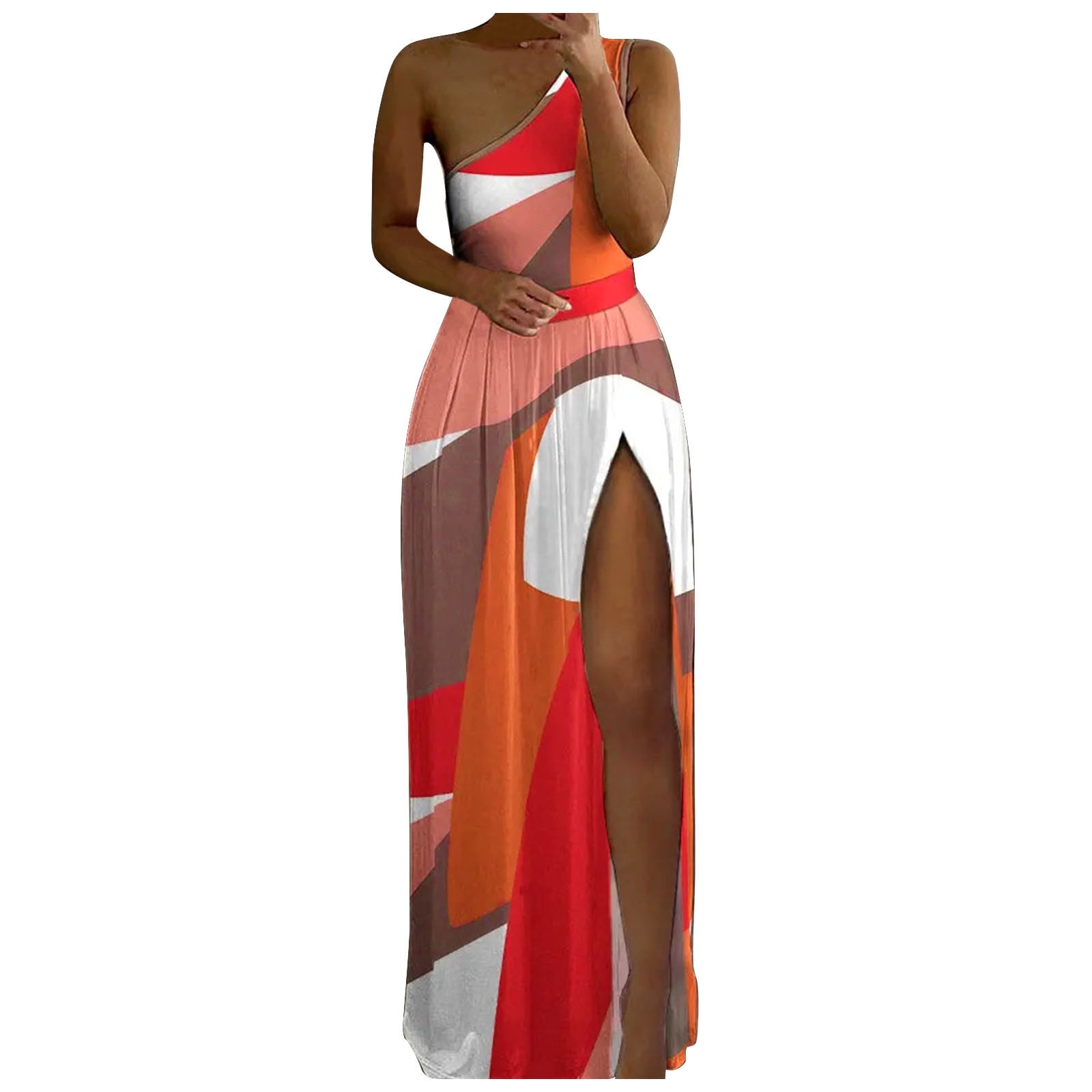 Wycnly Dresses for Women 2024 Fashion Summer Empire Waist One Shoulder ...