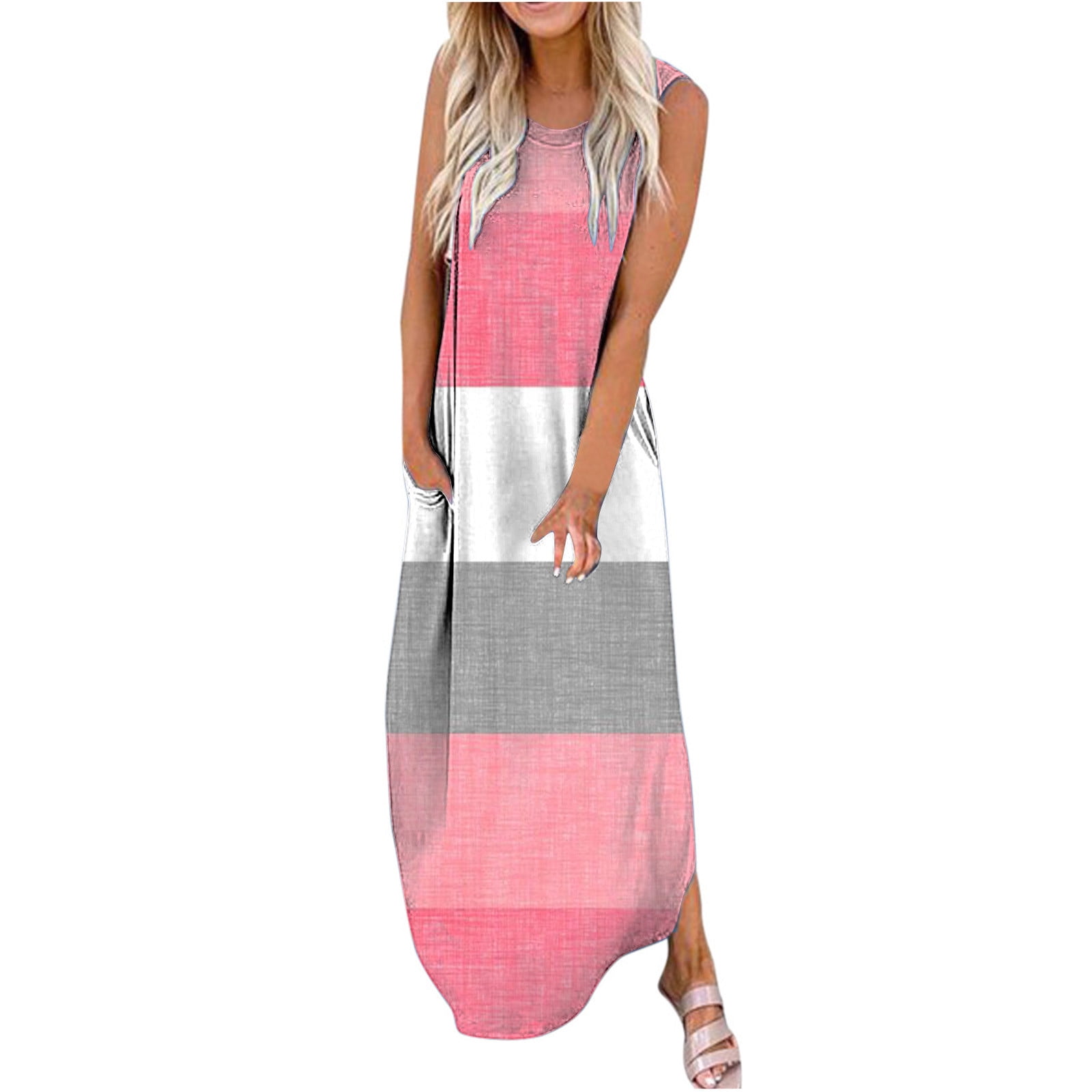 Wycnly Dresses for Women 2025 Loose Fashion Irregular Side Slit Summer ...