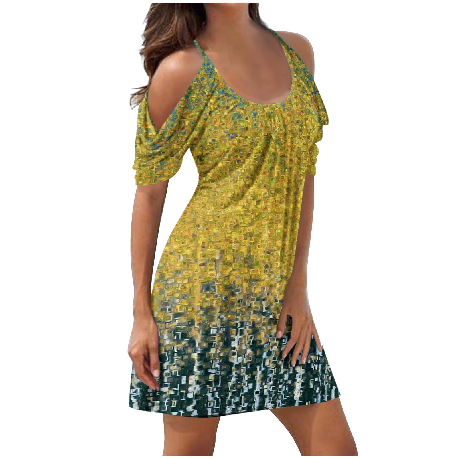 Wycnly Dresses for Women Beach Party Sexy Cold Shoulder Strap Plus Size ...