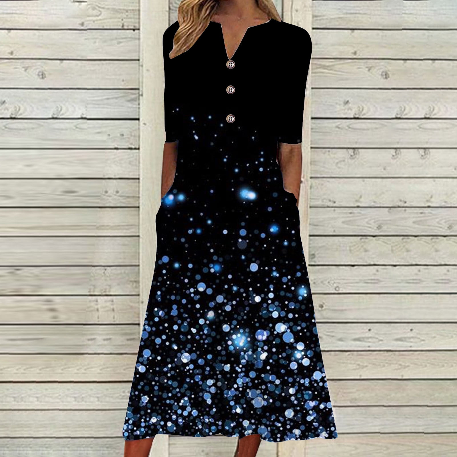 Wycnly Formal Dresses for Women Beach Button Down Loose Pocket Swing ...