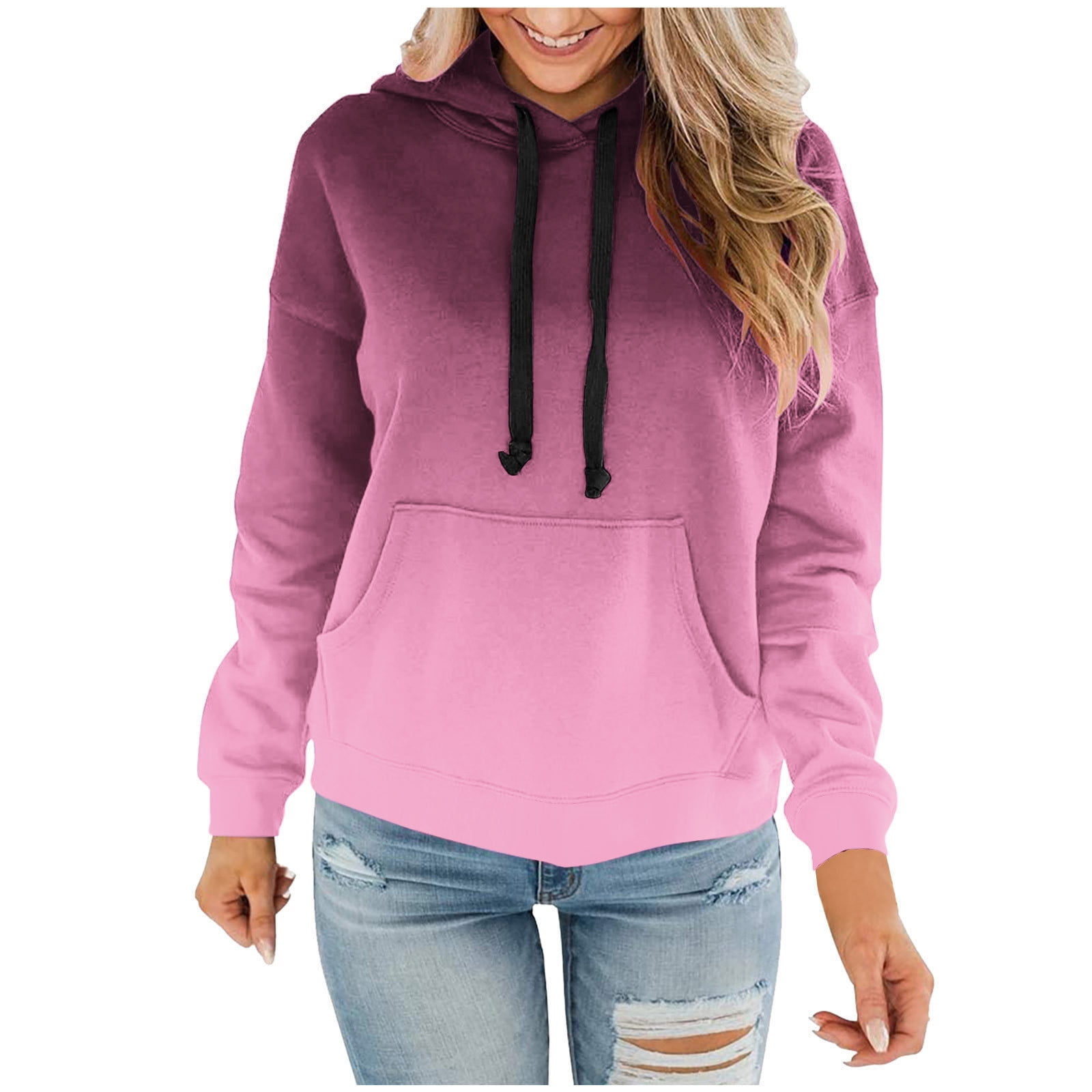 Wycnly Hoodies for Women Womens Plus Size Pullover Hoodies Tops Cozy ...