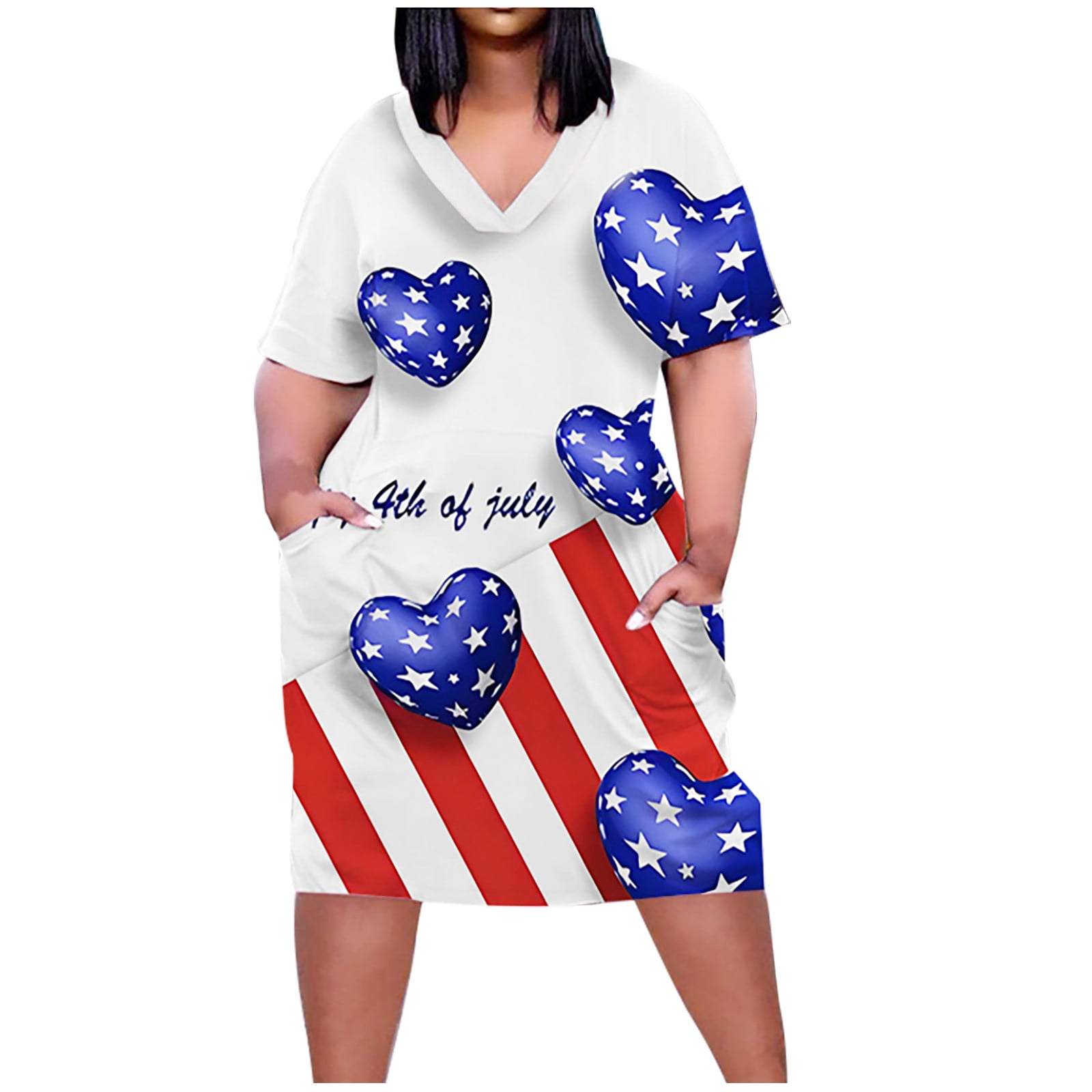 Wycnly Independence Day Dresses for Women 4th of July Plus Size Casual ...