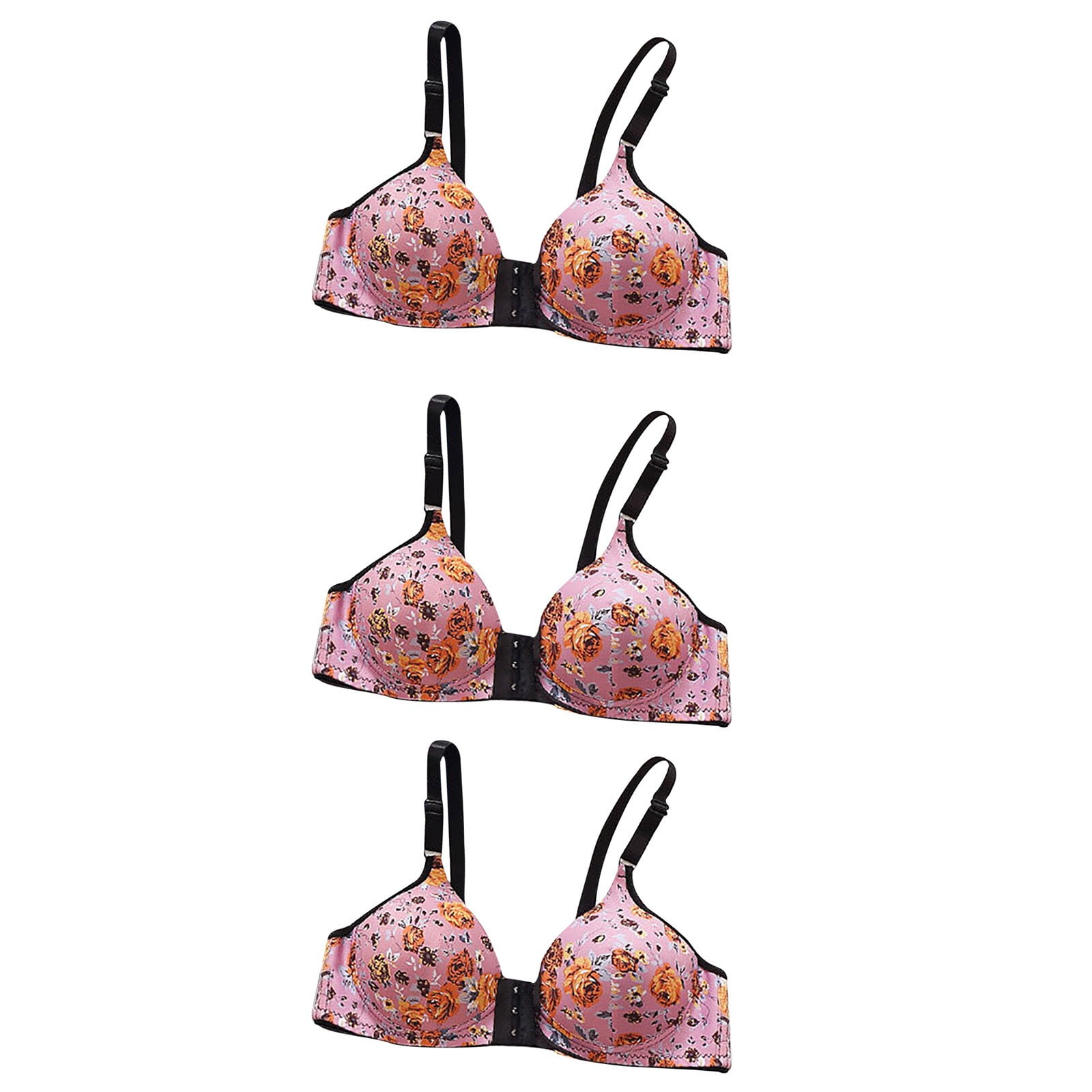 Wycnly Push Up Bra for Women 3pcs Large Size Front Closure Comfort ...